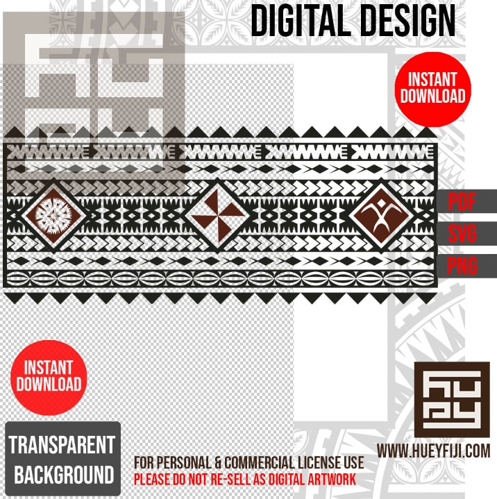 Polynesian Tribal Stencil Tatau Pattern Digital Design - 30cm X 12.5cm ...