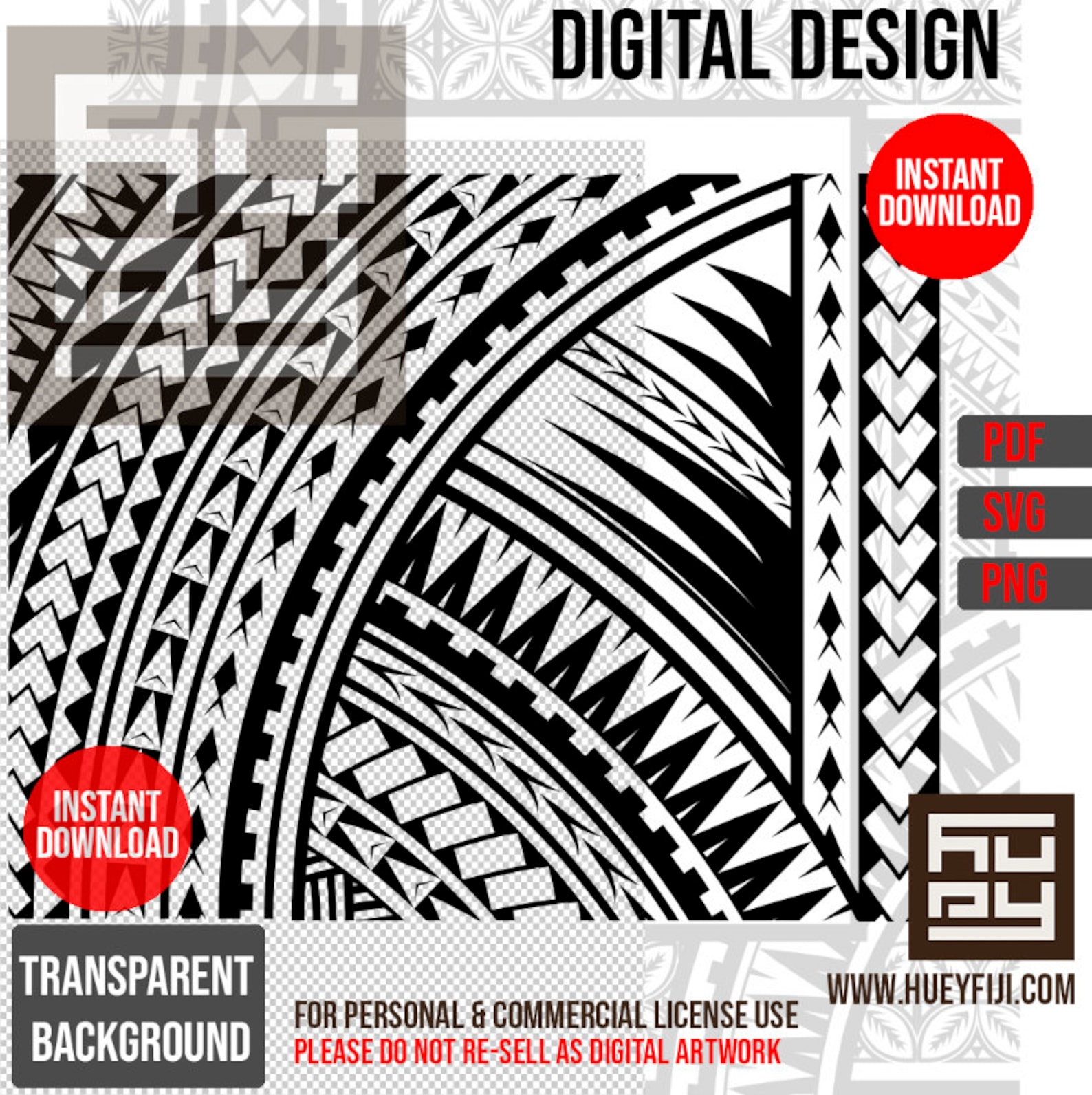 Samoan Tatau Siapo Polynesian Seamless Pattern SVG Clipart Digital ...