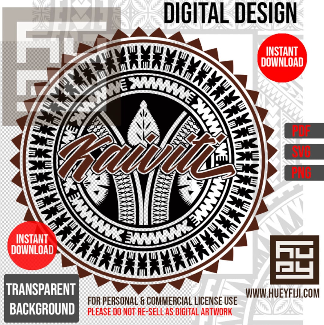 Fijian Kesakesa Kaiviti Masi Print Tribal Tapa Polynesian Digital ...