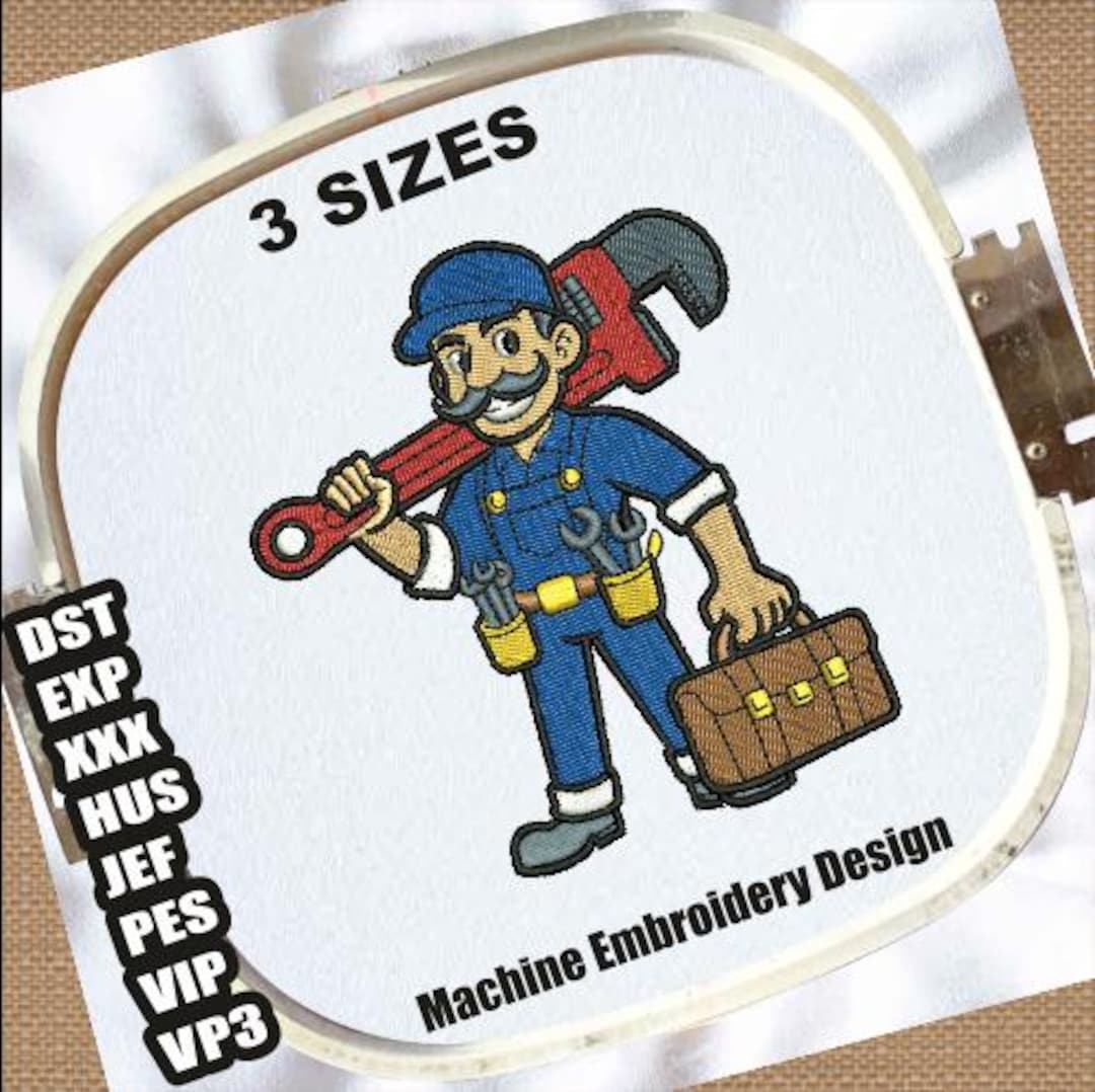 Plumber Machine Embroidery Design | Plumber Wrench Embroidery Patterns ...