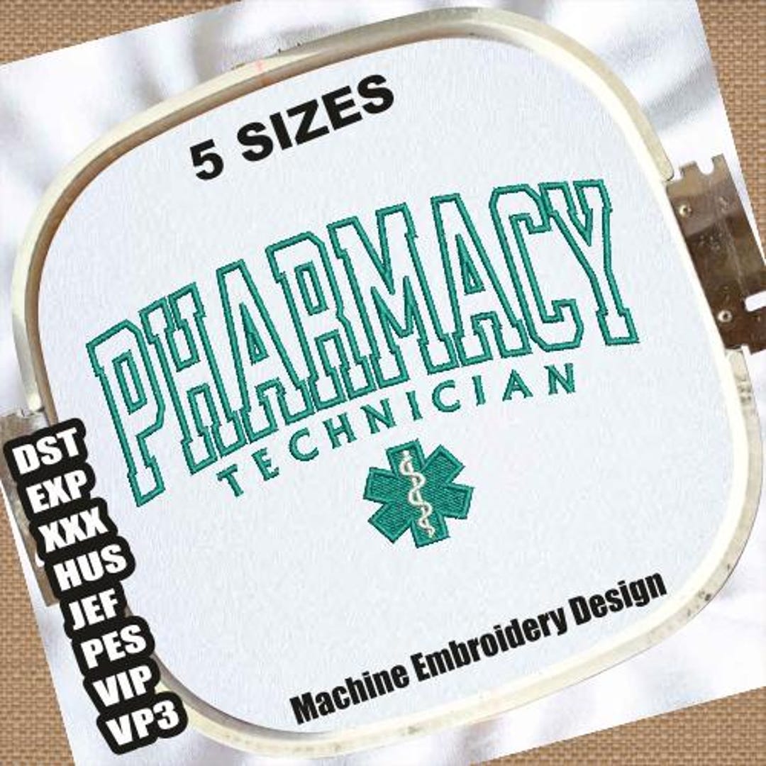 Pharmacy Technician Letters Embroidery Design | Medical Logo (digital ...
