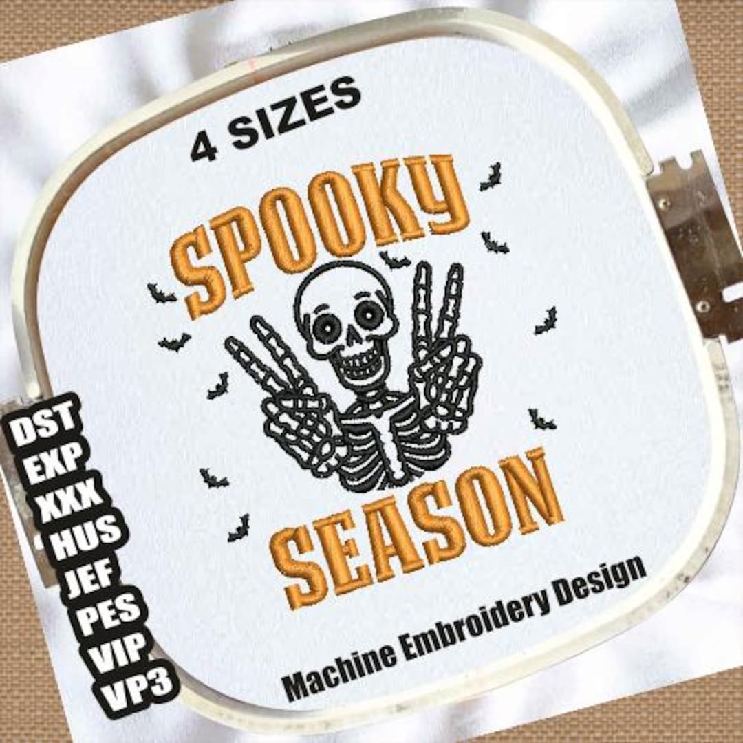 Spooky Season Machine Embroidery Designs | Spooky Skull Peace ...
