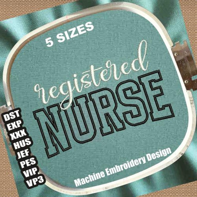 Registered Nurse Machine Embroidery Design | RN Graduation (dst, Pes ...