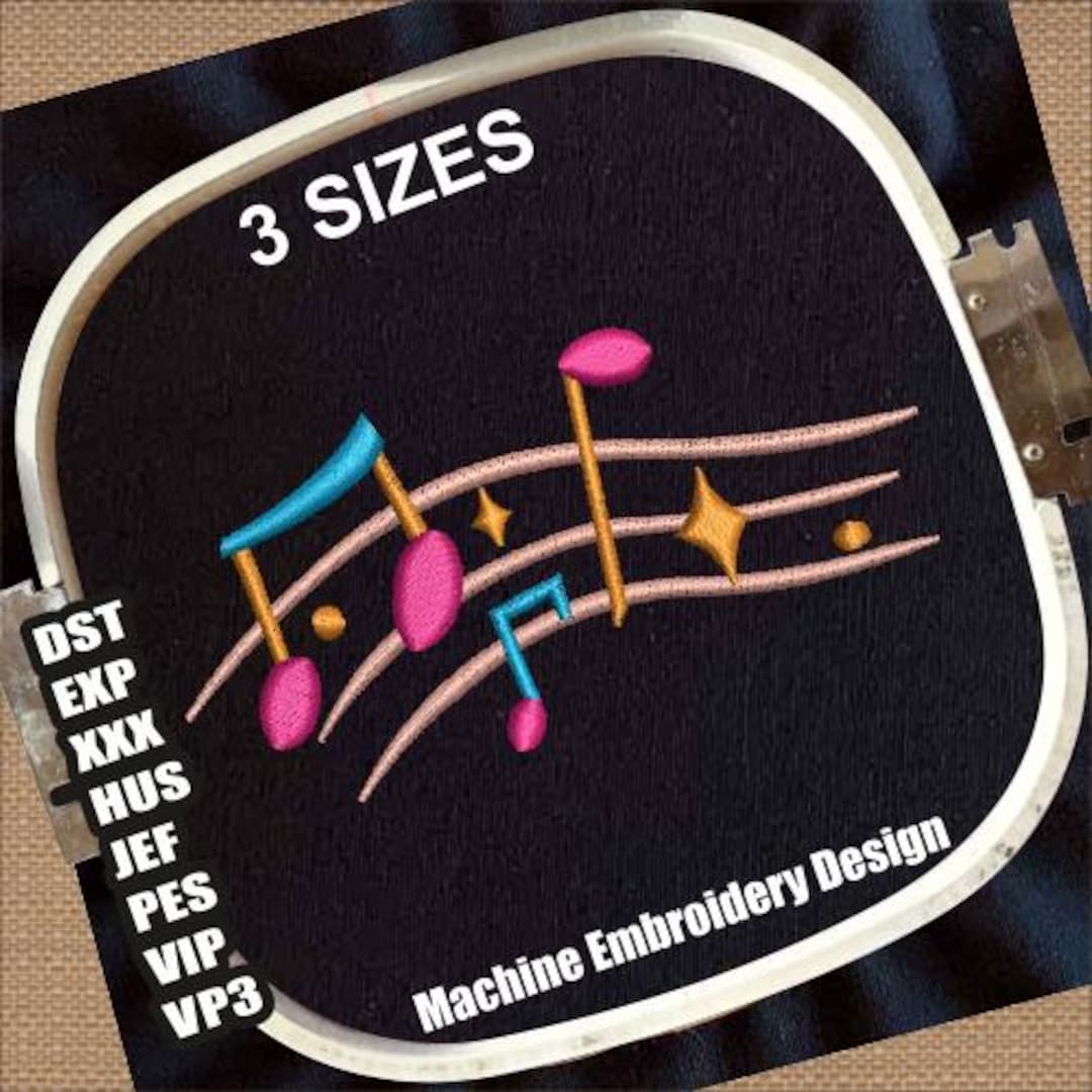 Music Sign Machine Embroidery Design | Musical Notes Embroidery Pattern ...