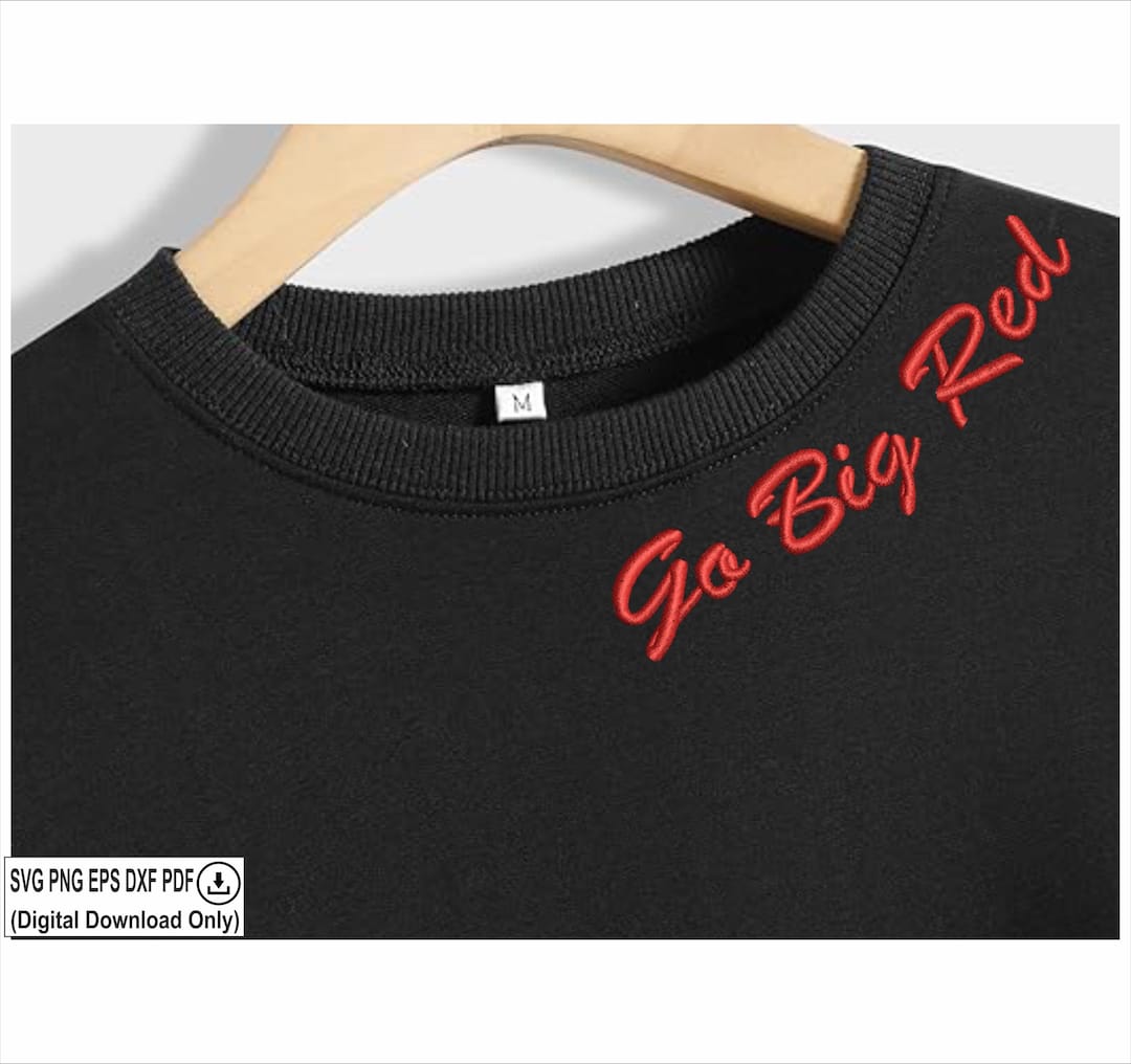 Go Big Red Letters Machine Embroidery Design | Go Big Red Embroidery ...