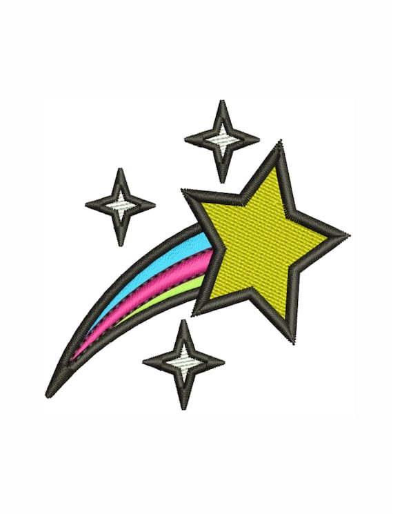 Shooting Star Embroidery Design Rainbow Trail Dst File - Etsy
