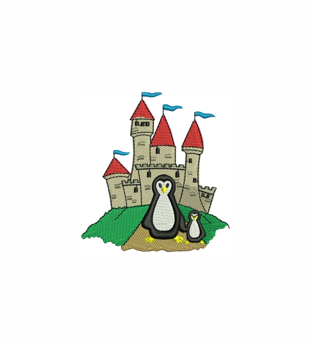 Penguin Castle Embroidery Design | Fairy Tale Machine Embroidery ...