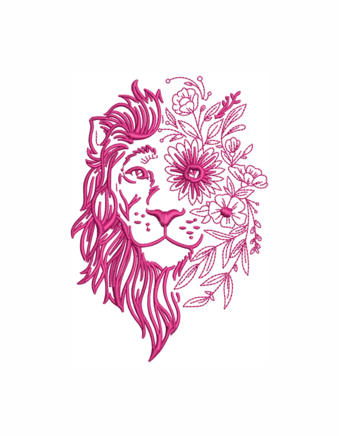 Boho Lion Embroidery Design | Lion Head Dst File | Bohemian Lion Pes ...