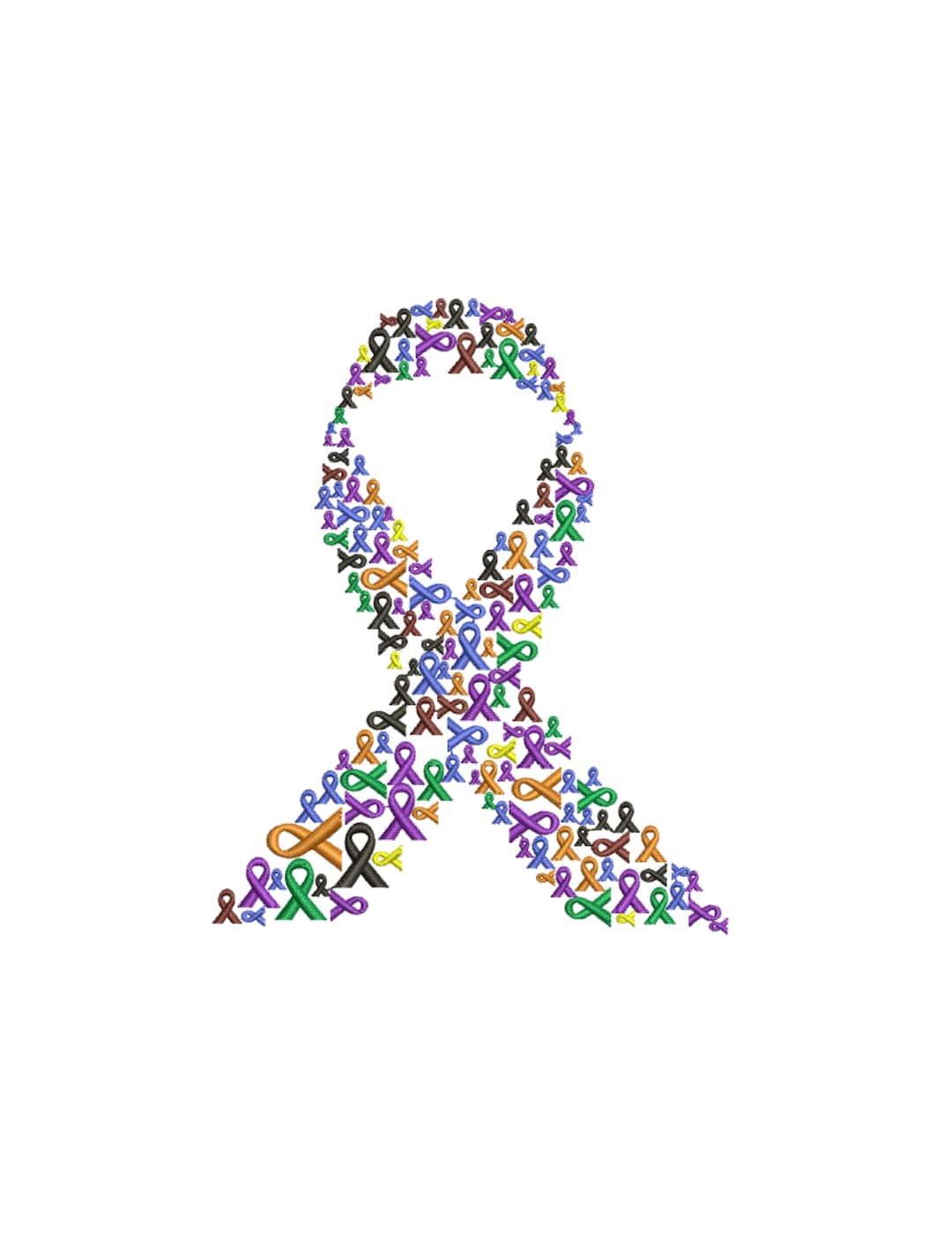 Multi Color Cancer Ribbon Embroidery Design | Cancer Ribbon Dst File ...