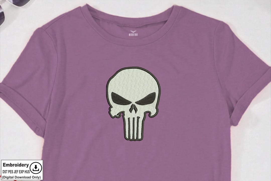 Punisher Skull Machine Embroidery Designs | Punisher Skull White Fill ...