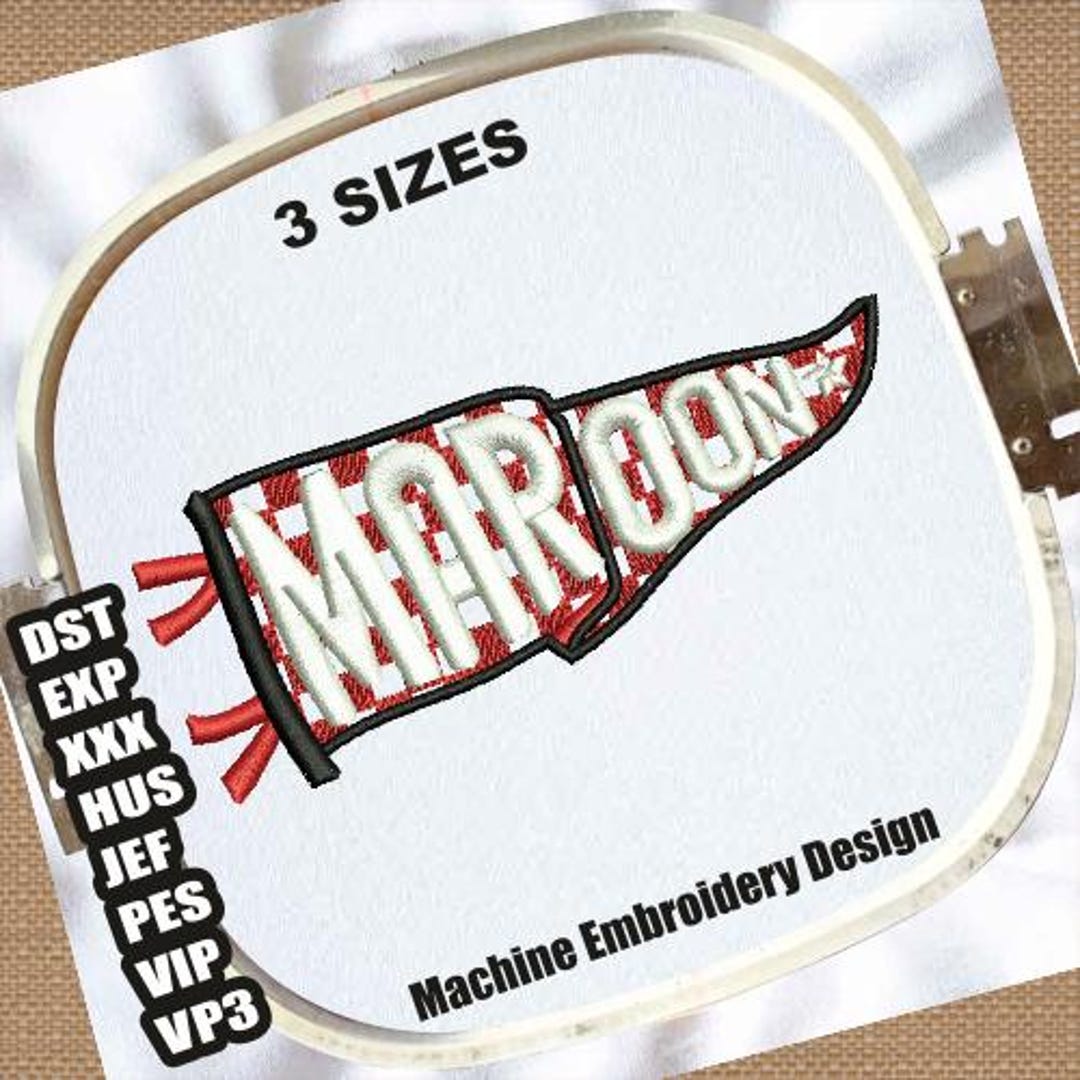 Maroon Checkered Flag Machine Embroidery Designs | Pennant Flag ...