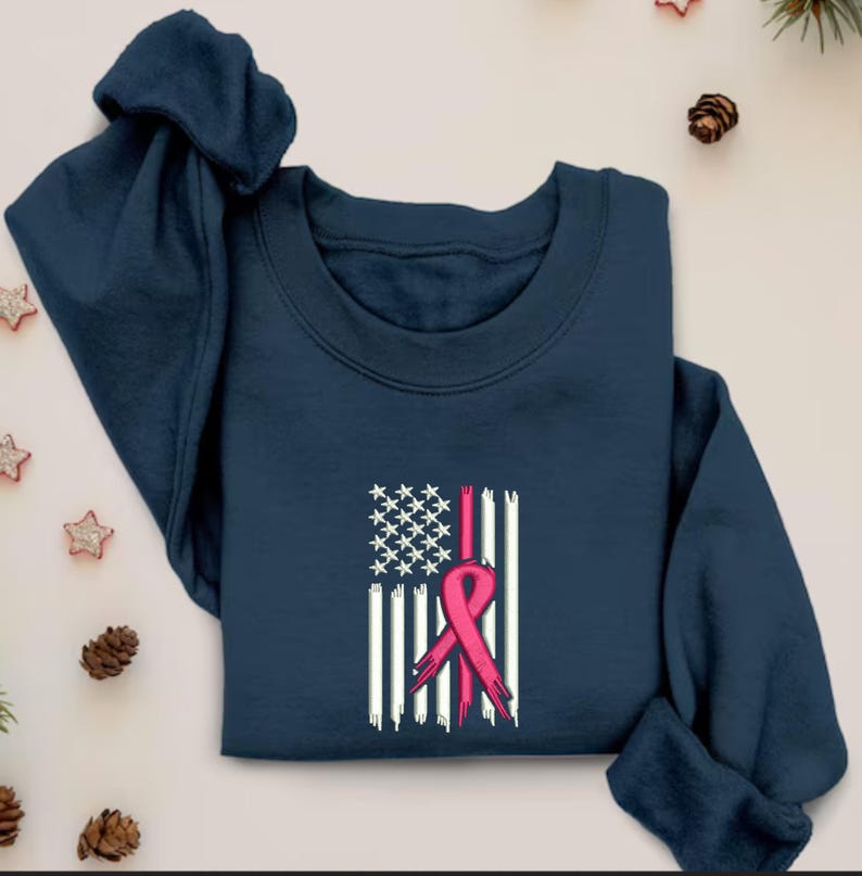 Pink Ribbon USA Flag Embroidery Design: Breast Cancer Awareness ...