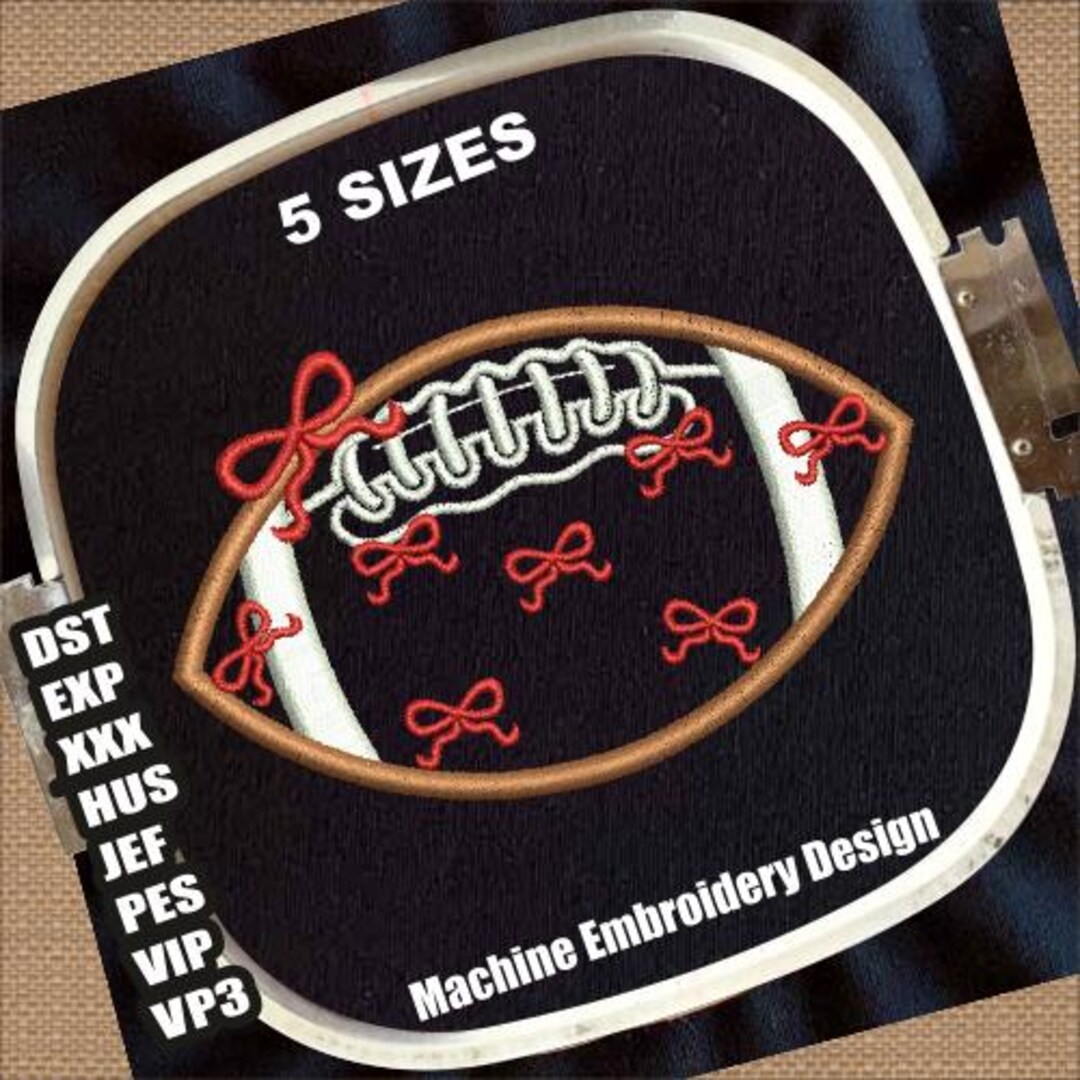 Football Bow Machine Embroidery Designs | Football Embroidery Patterns ...