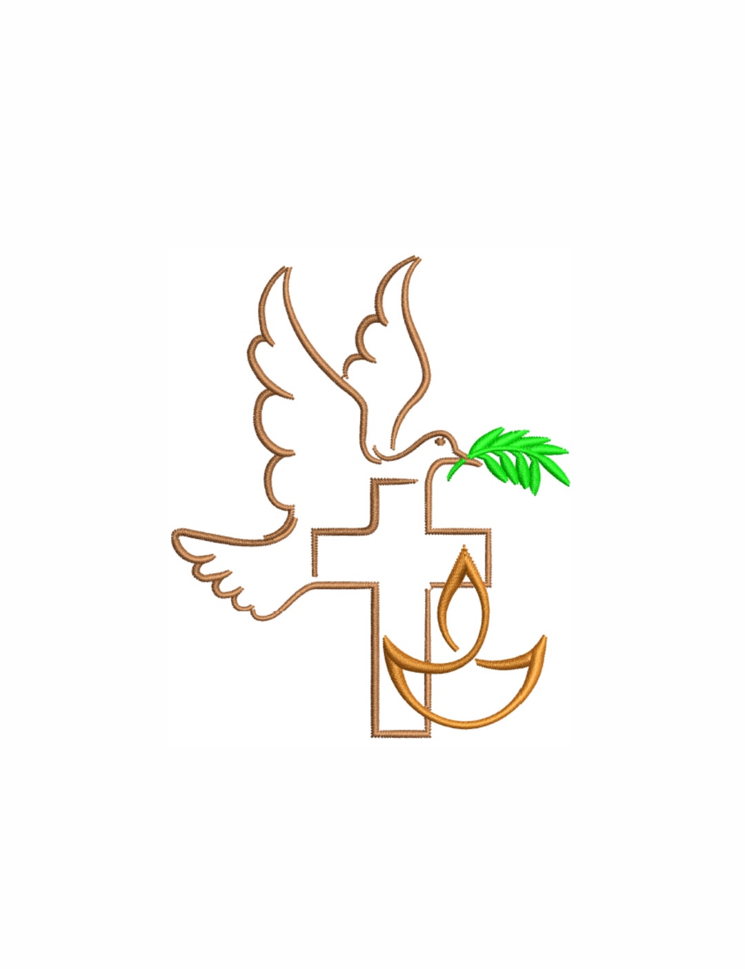 Dove With Cross Embroidery Design | Dove Cross Dst File | Dove Flying ...