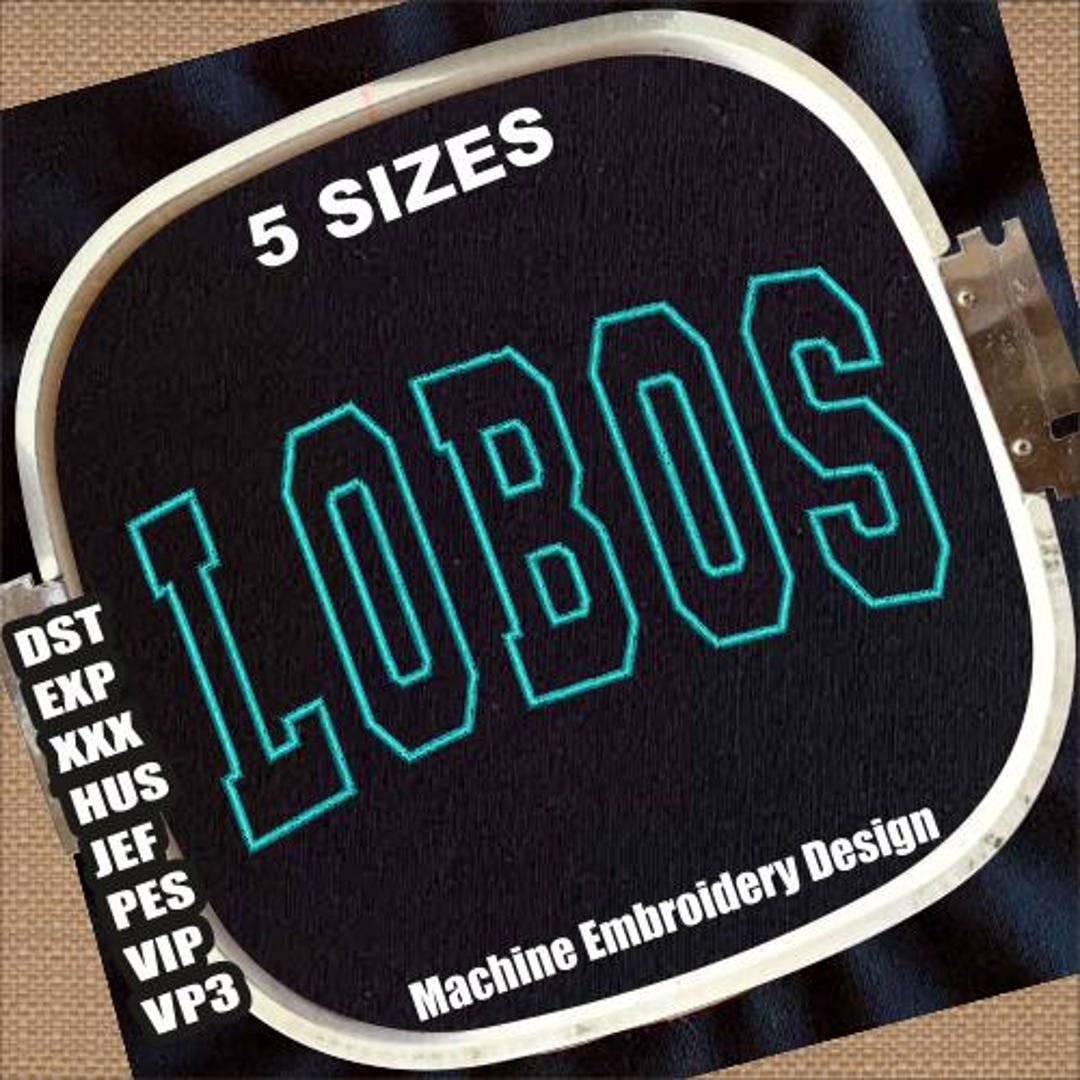 Lobos Outline Embroidery Design | Letters Pattern (DST PES JEF) - Etsy