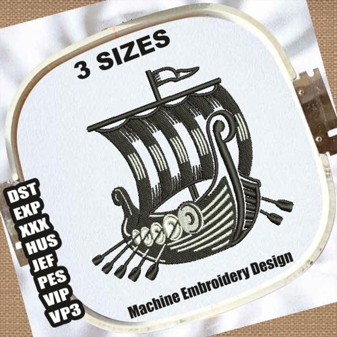 Viking Ship Machine Embroidery Designs | Viking Boat Embroidery ...