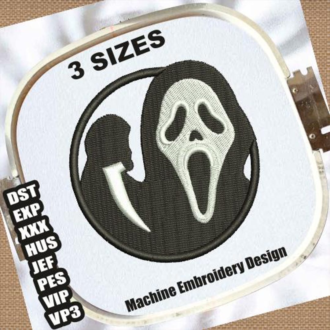 Scream Ghostface Embroidery Design | Halloween Horror File (DST PES EXP ...