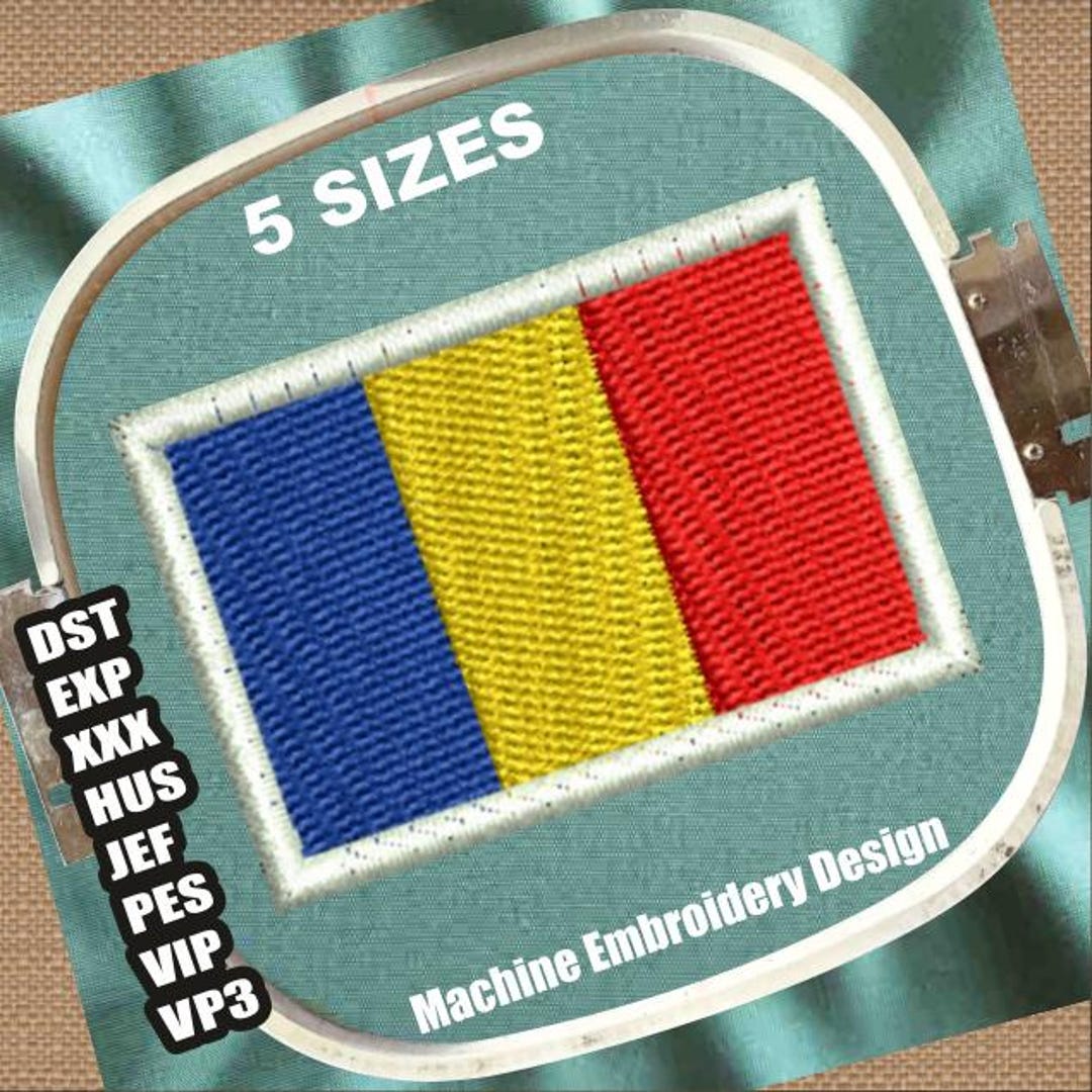 Flag of Romania Machine Embroidery Design | Romania Flag Embroidery ...