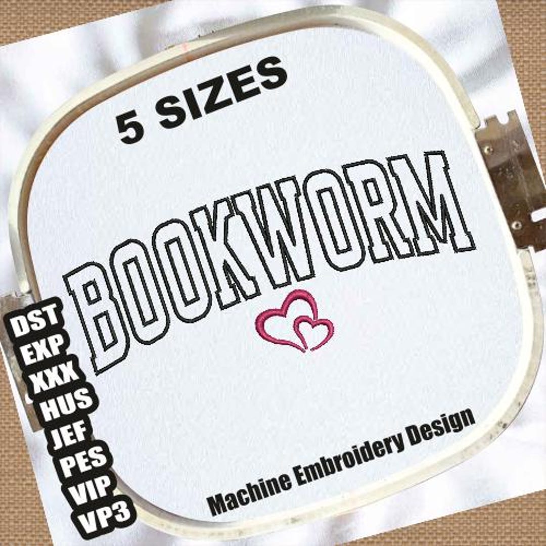 Bookworm Outline Machine Embroidery Designs Bookworm Love Embroidery ...
