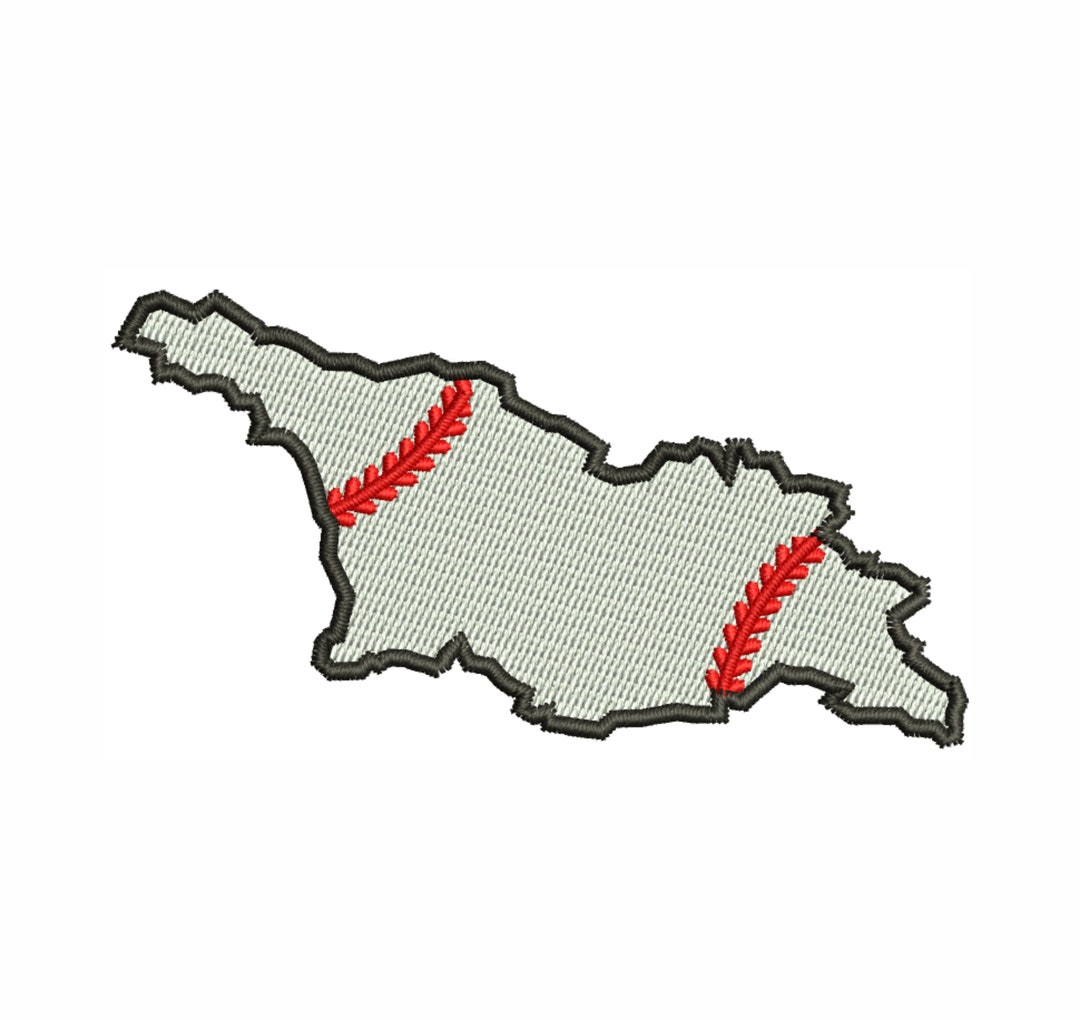 Baseball Georgia Map Embroidery Design | Georgia State Baseball Dst ...