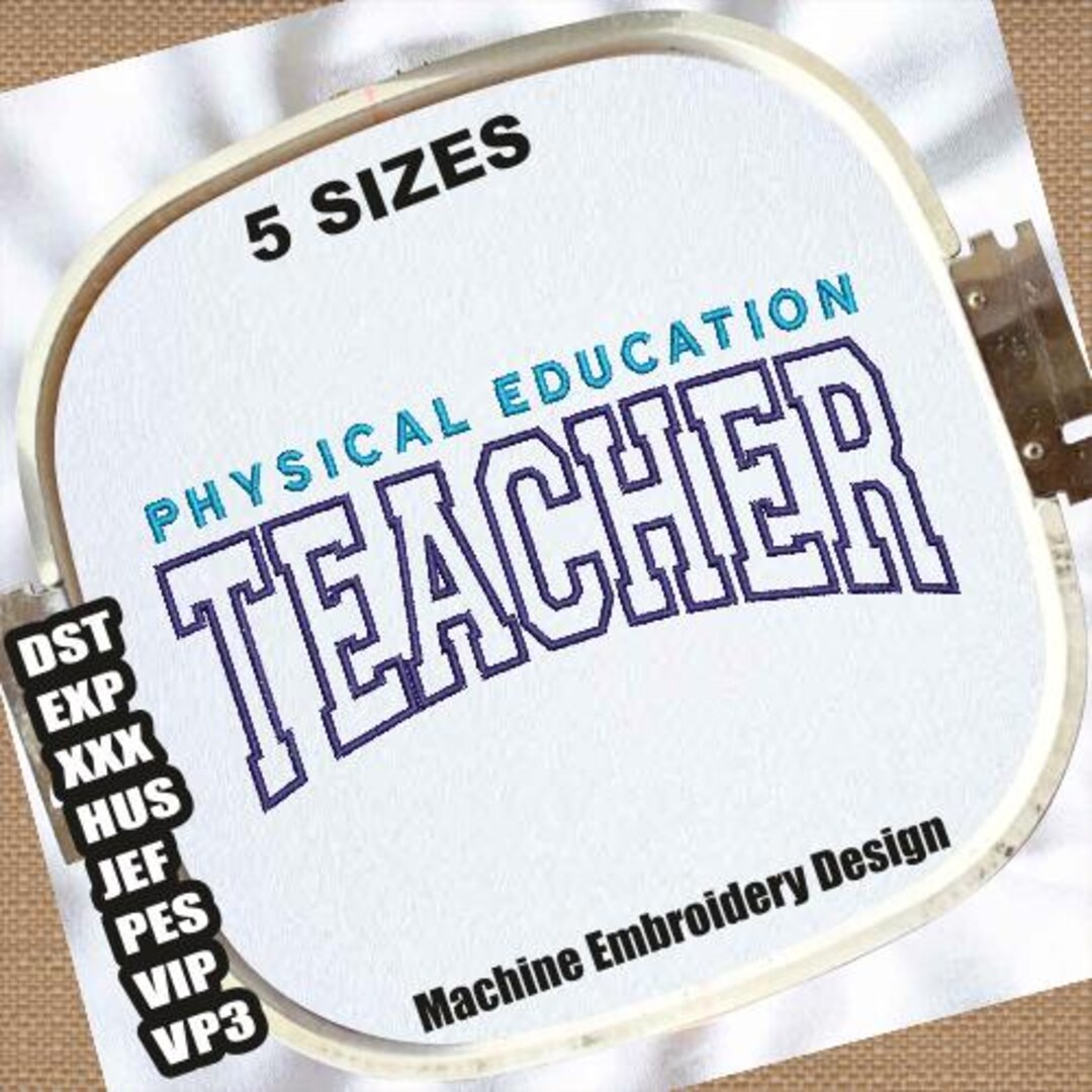 PE Teacher Letters Machine Embroidery Design | Physical Education ...