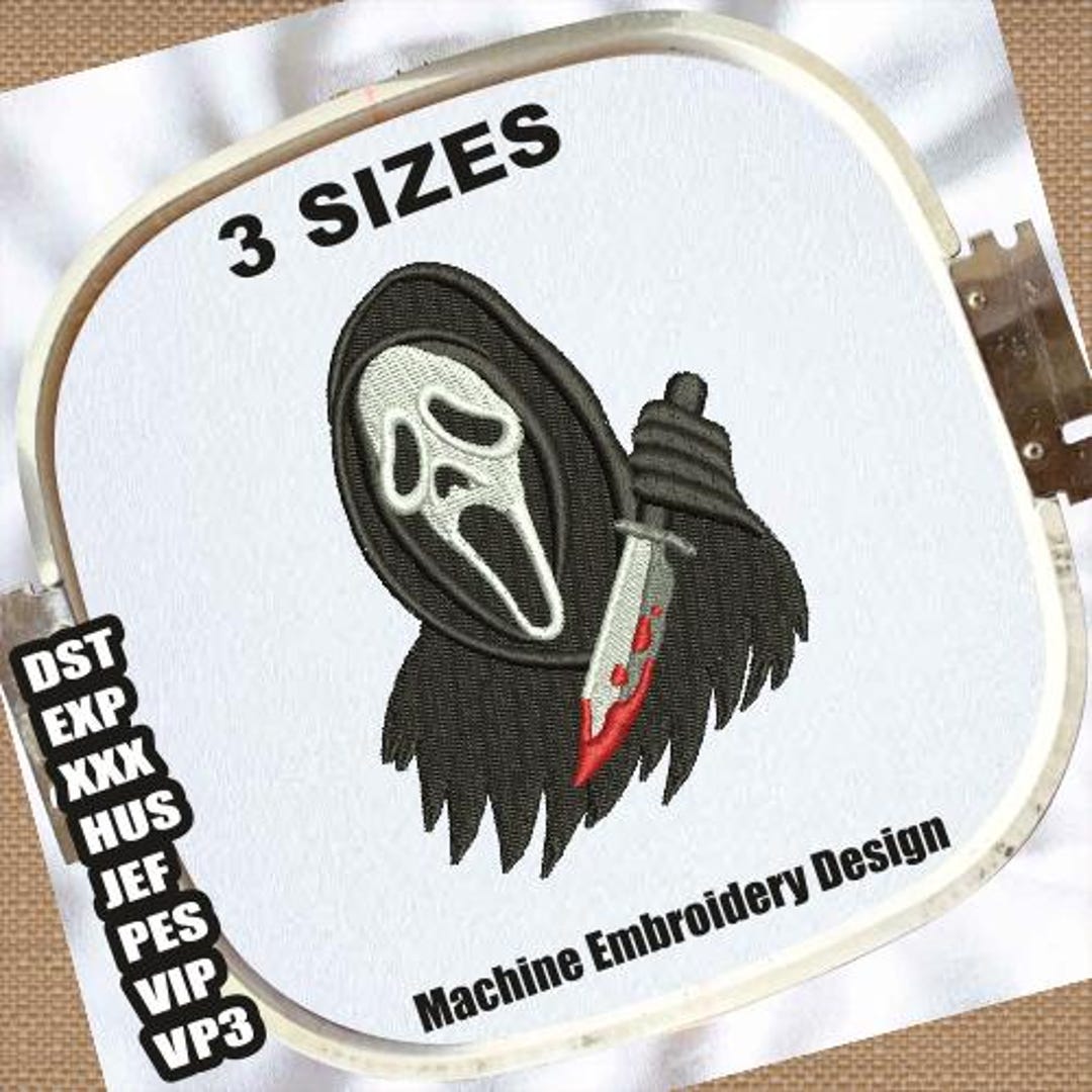 Ghost Face Embroidery Design | Scream Halloween File (3 Sizes) - Etsy