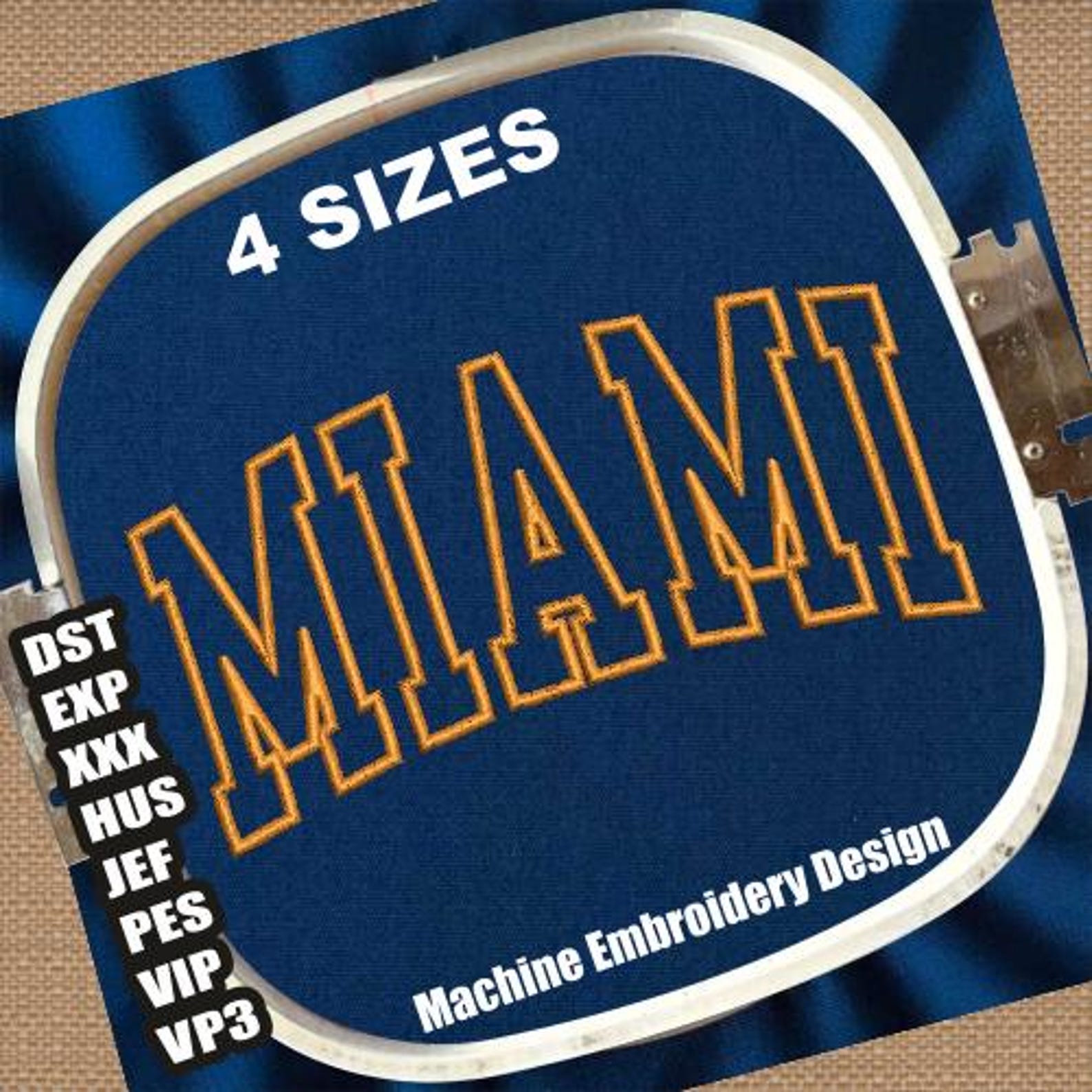 Miami Letters Applique Embroidery Design: Machine Embroidery File ...
