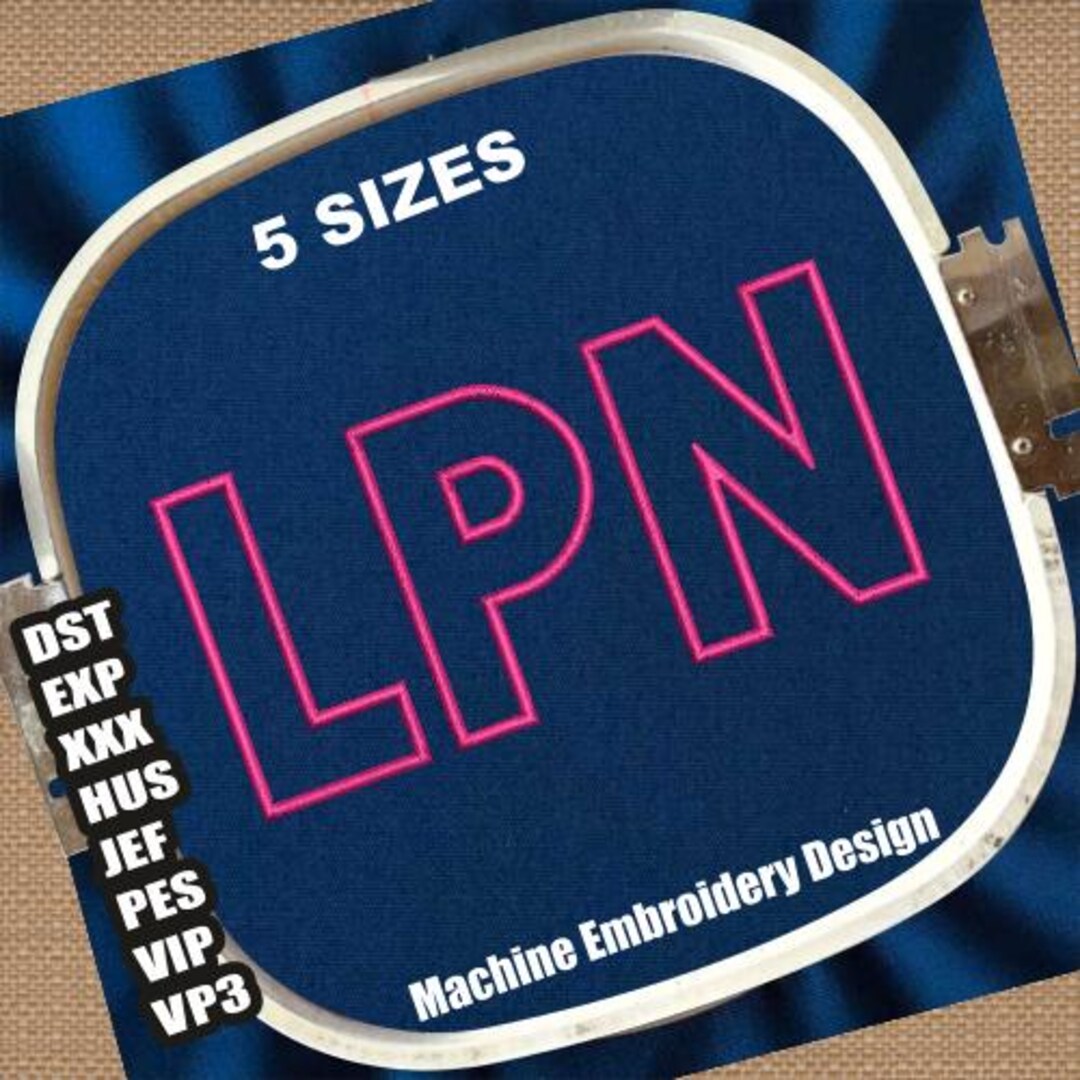 LPN Outline Machine Embroidery Design (digital File) - Etsy