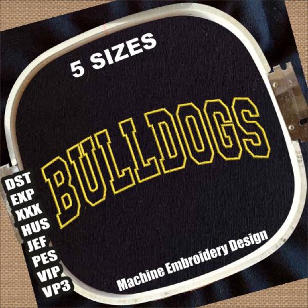 Bulldogs Letters Machine Embroidery Design | Outline Font (5 Sizes ...