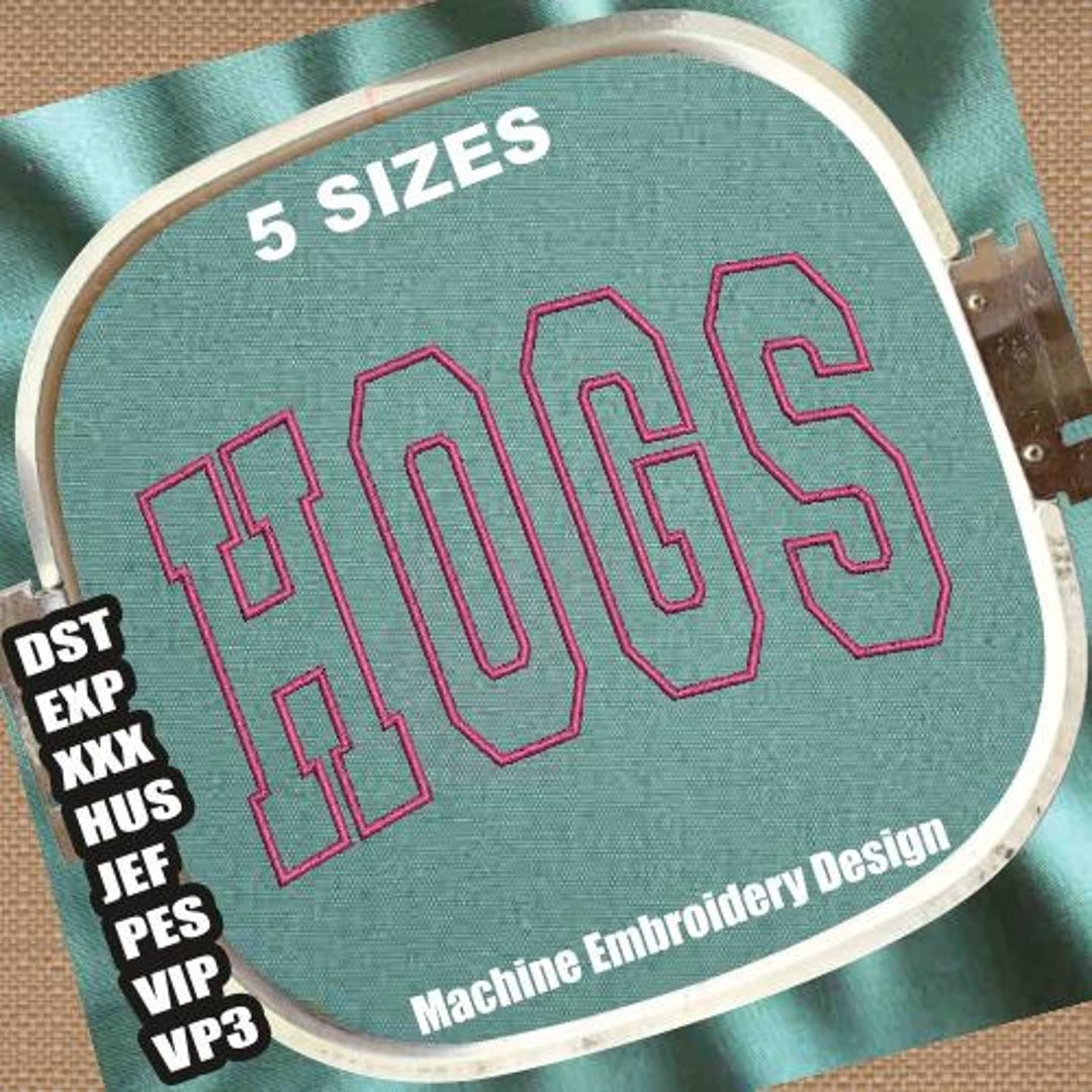 Hogs Outline Machine Embroidery Designs | Hogs Border Embroidery ...