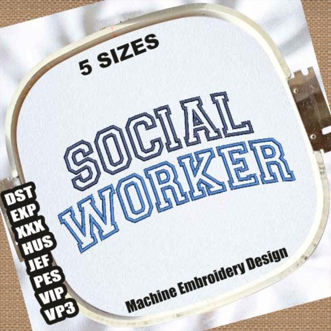 Social Worker Outline Embroidery Design | DST PES Files (digital ...