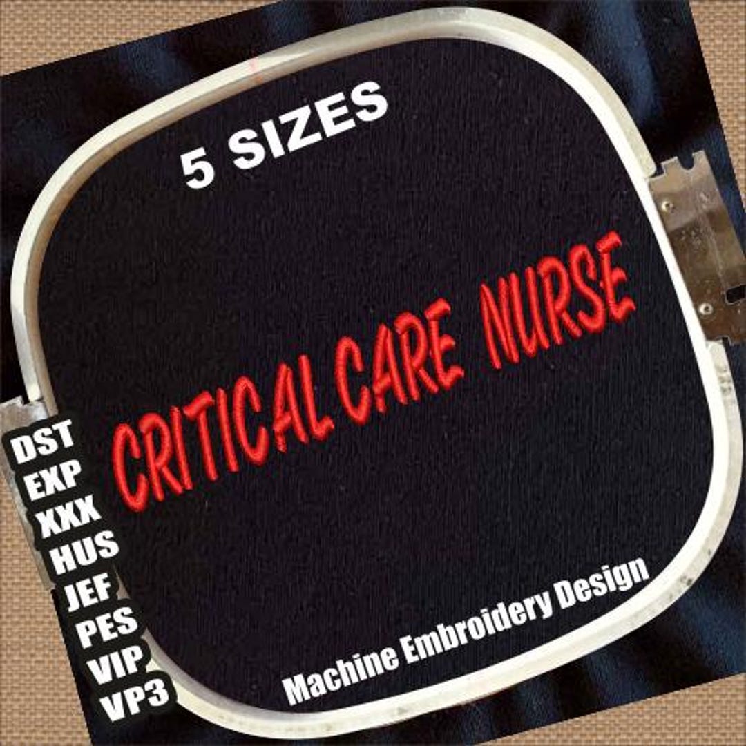 Critical Care Nurse Letters Machine Embroidery Design | ICU Nurse ...