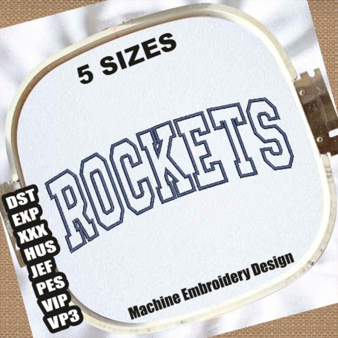 Rockets Outline Machine Embroidery Design | Rockets Letters Embroidery ...