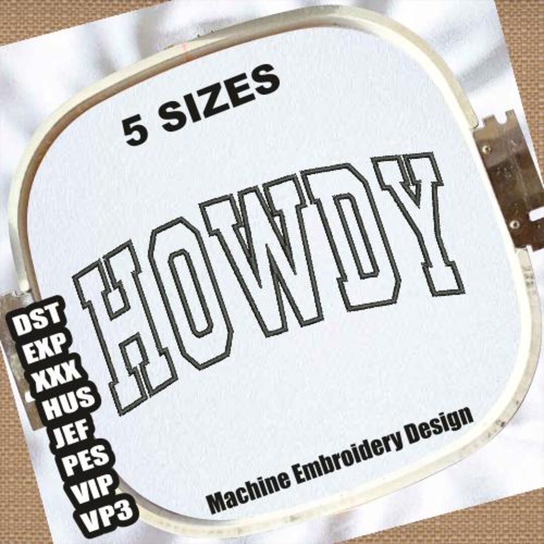 Howdy Letters Machine Embroidery Design | Howdy Outline Embroidery ...
