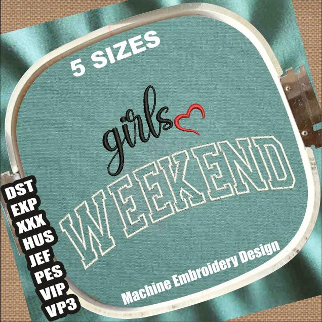 Girls Weekend Outline Letters Machine Embroidery Design | Girls Party ...