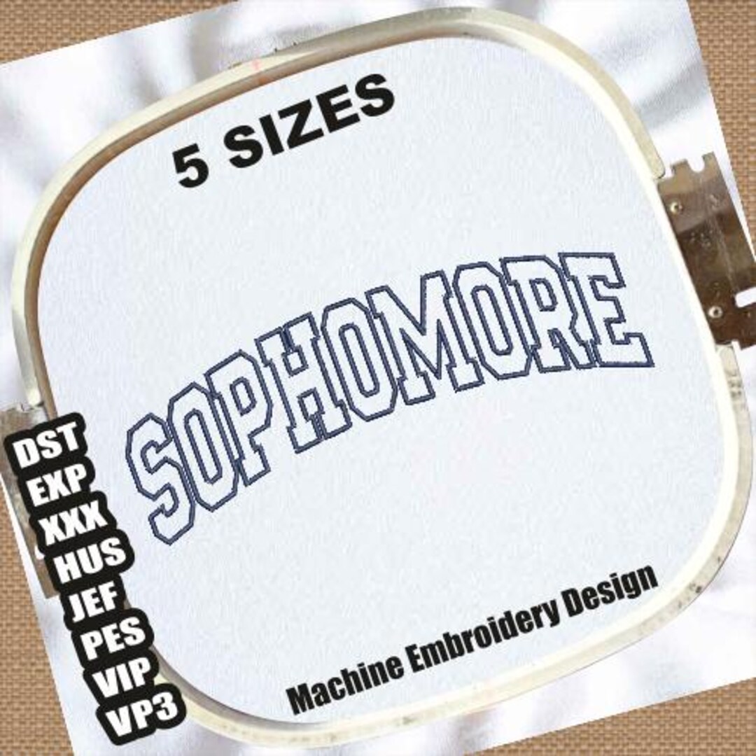 Sophomore Outline Letters Machine Embroidery Design | Sophomore ...