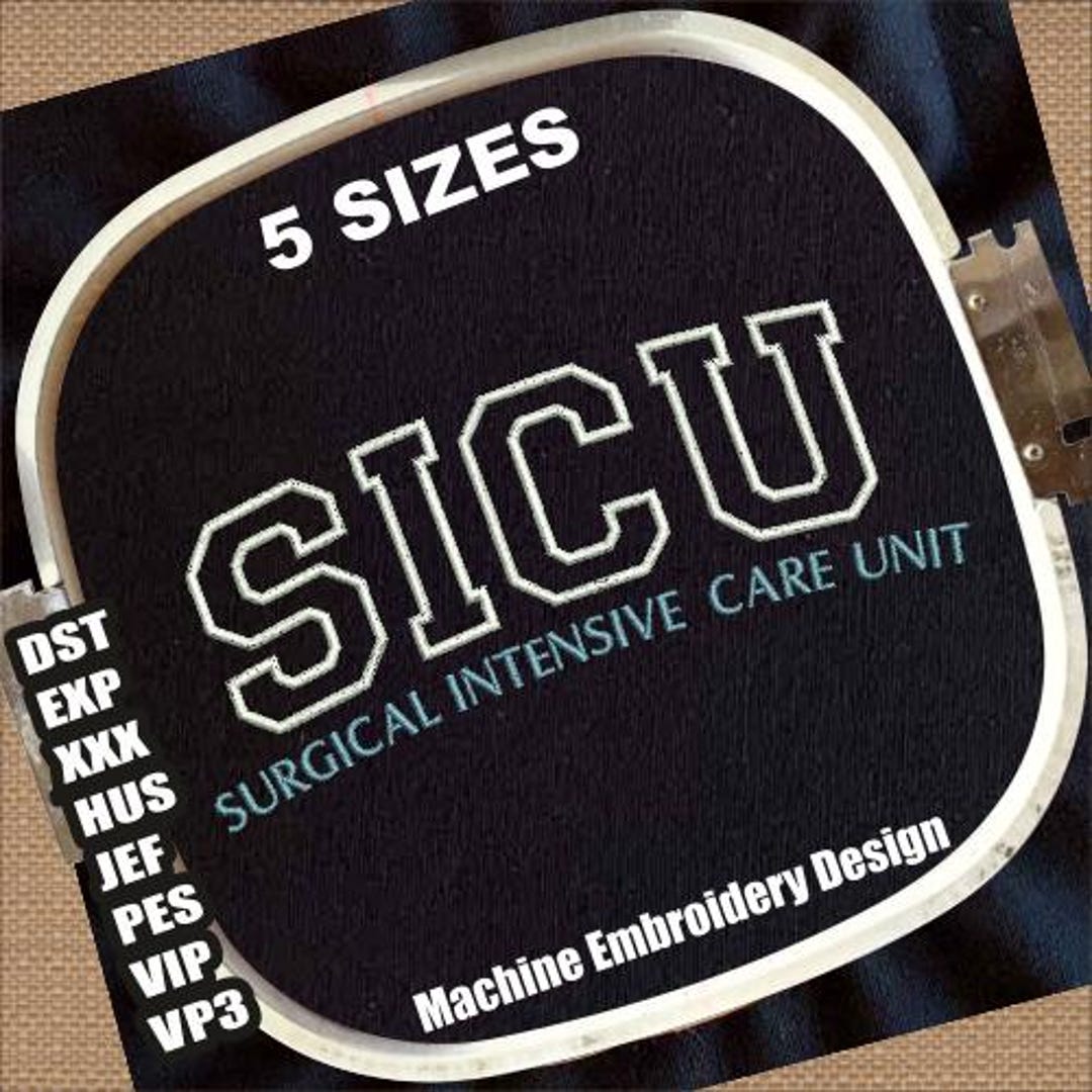 SICU Outline Letters Machine Embroidery Designs | Surgical Intensive ...