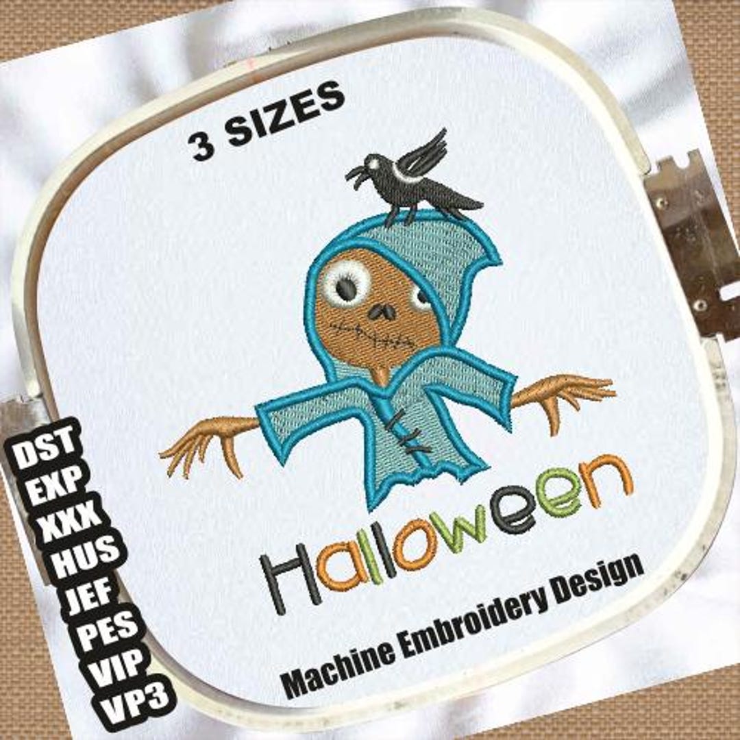Halloween Scarecrow Machine Embroidery Designs | Scarecrow With Crow ...
