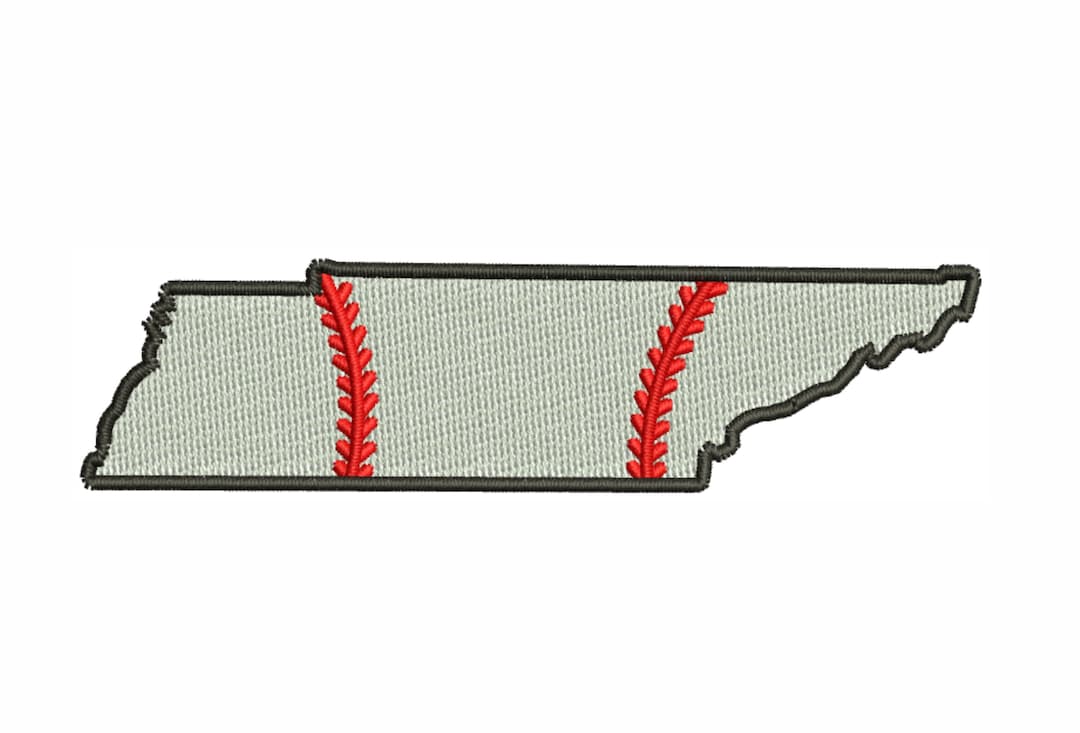 Baseball Tennessee Map Embroidery Design | Tennessee State Baseball Dst ...