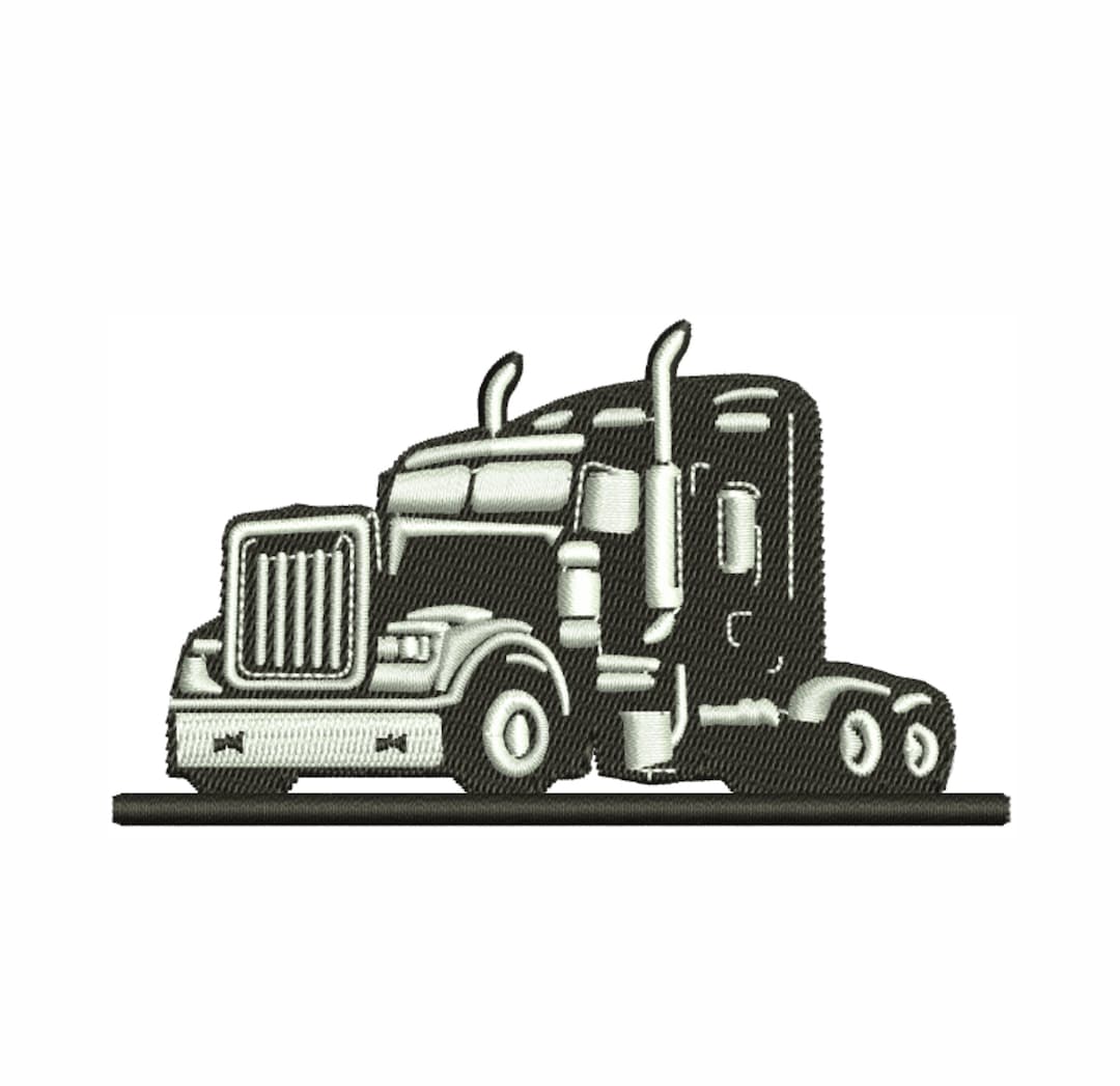 Truck Image Embroidery Design | Truck Dst File | Semi Truck Cab Pes ...