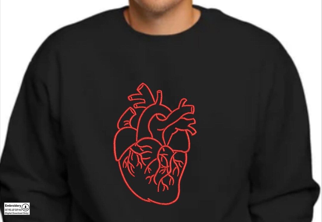Human Heart Anatomy Embroidery Design | Medical Embroidery File (DST ...