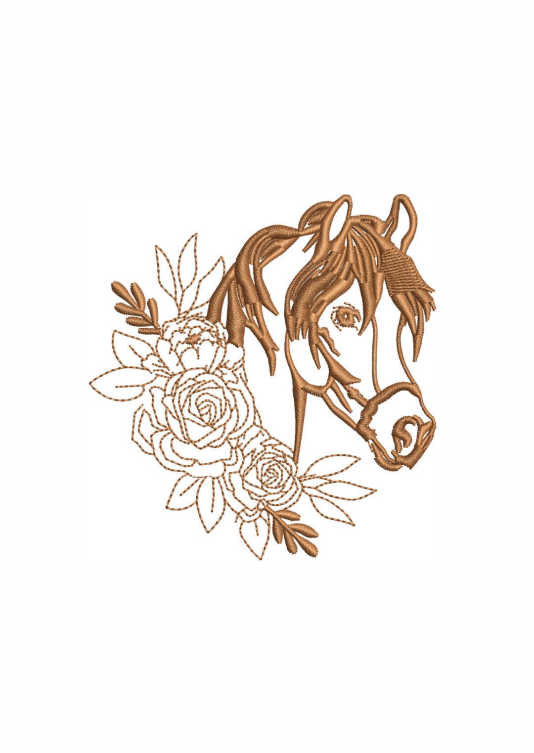 Boho Flower Horse Head Embroidery Design | Horse Face Flower Dst File ...