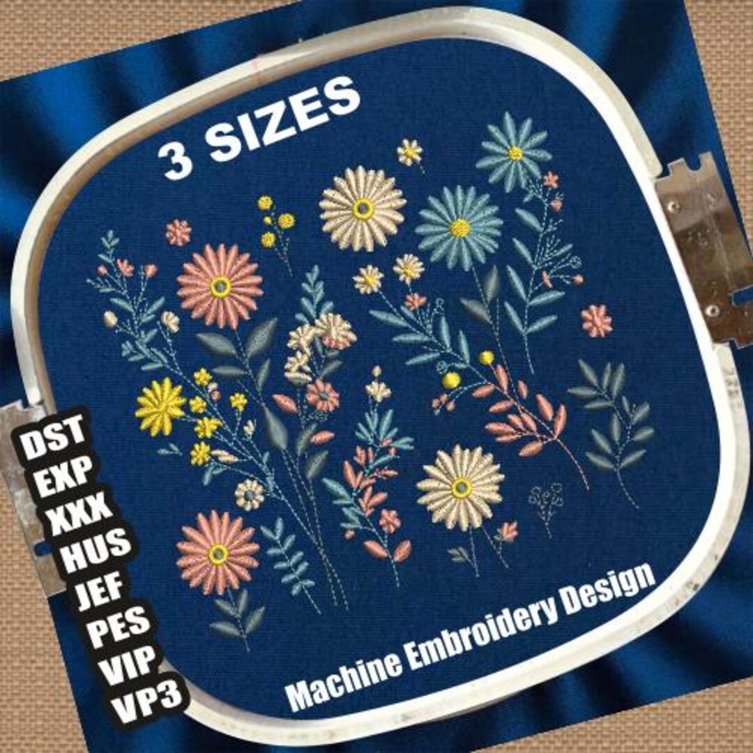 Wild Flowers Machine Embroidery Design | Big Flowers Embroidery ...