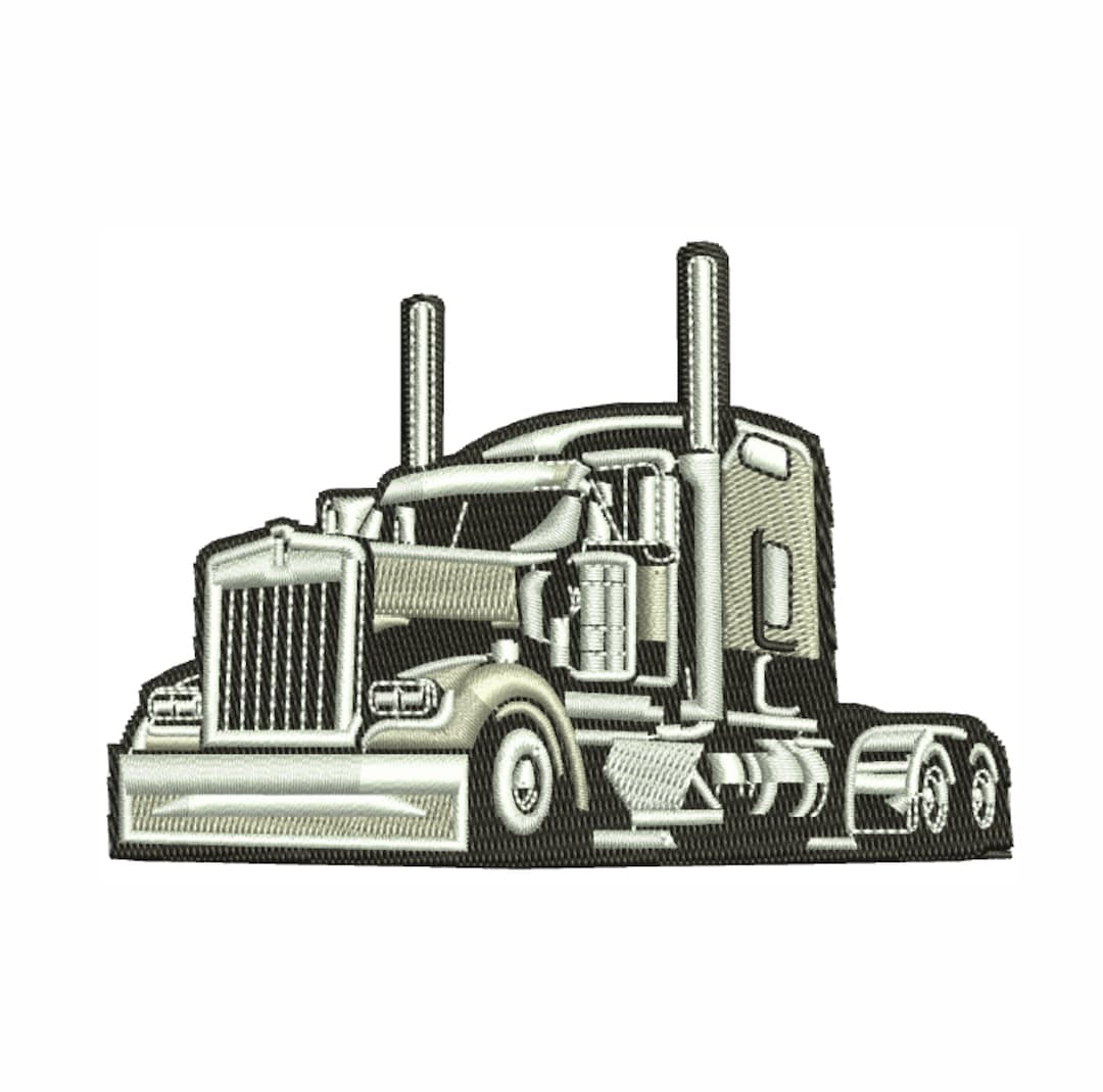 Semi Truck Embroidery Design | Truck Dst File | Semi Tractor Truck Pes ...
