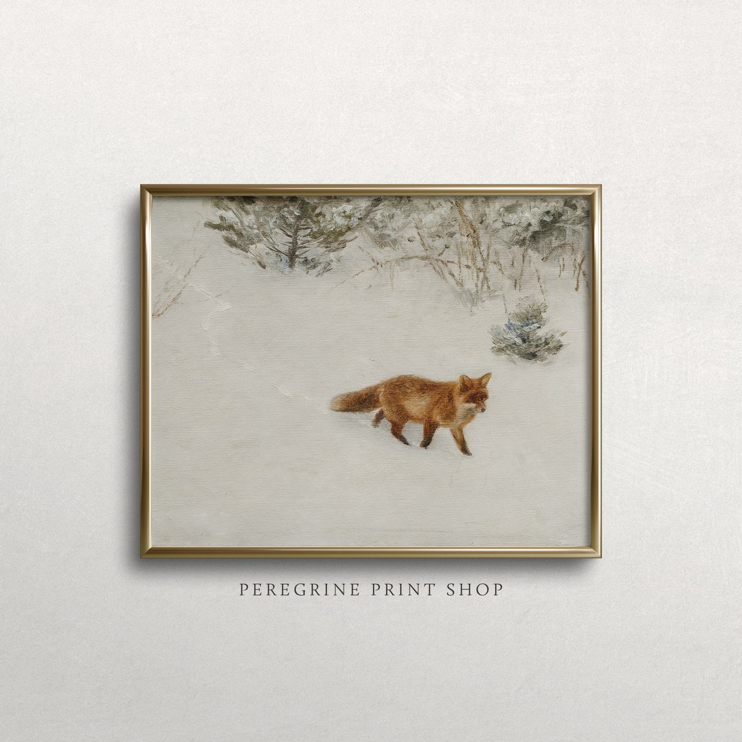 Snowy Fox Trail | Winter Fox Painting | Fox Painting | Vintage Fox Art ...