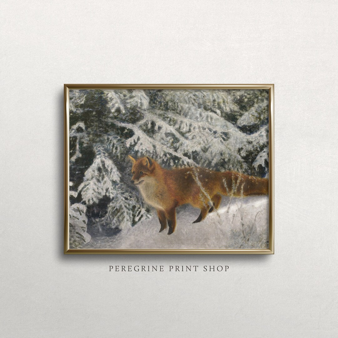 Winter Fox | Winter Landscape Wall Art | Winter Fox Painting | Snow Fox ...