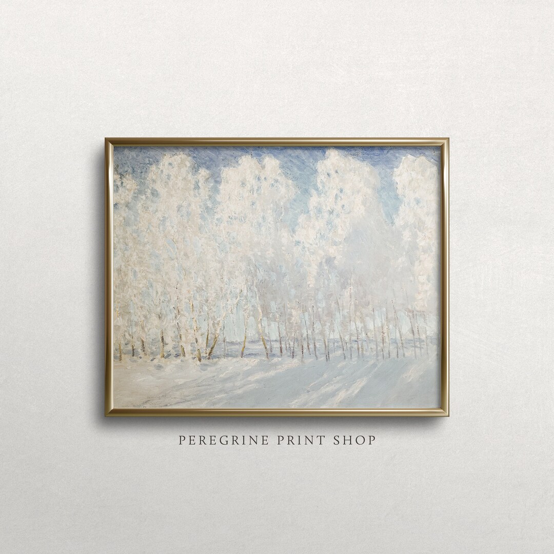 White Winter Trees | Vintage Winter Landscape Painting | Vintage Winter ...