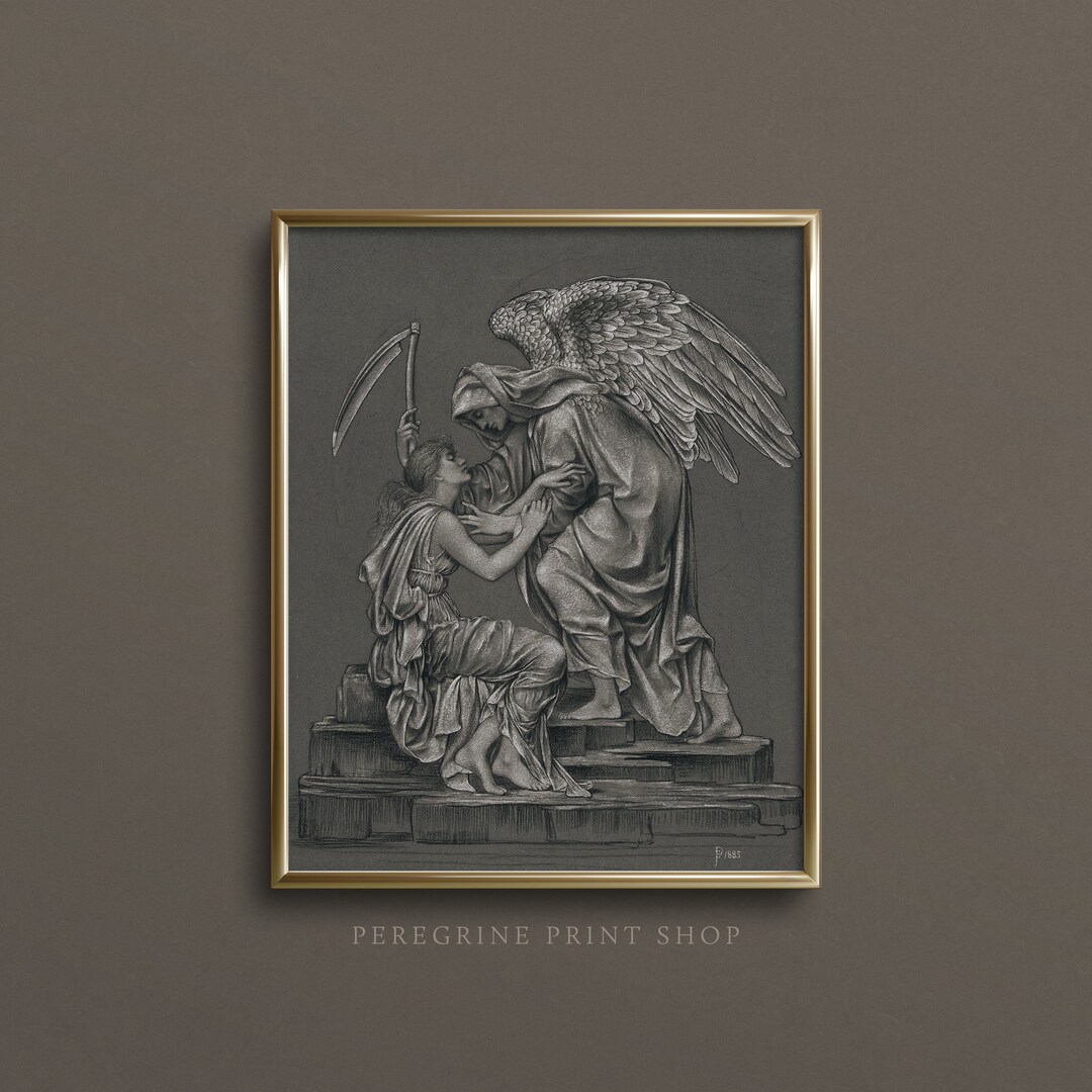 Death Angel Skeleton Art Moody Wall Art Dark Academia Art Prints Dark ...