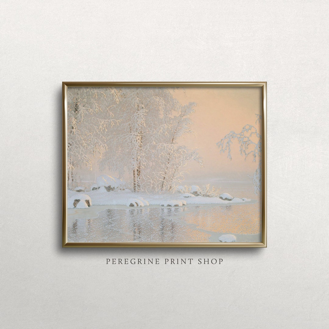 Pastel Winter Trees II | Vintage Winter Landscape Painting | Vintage ...