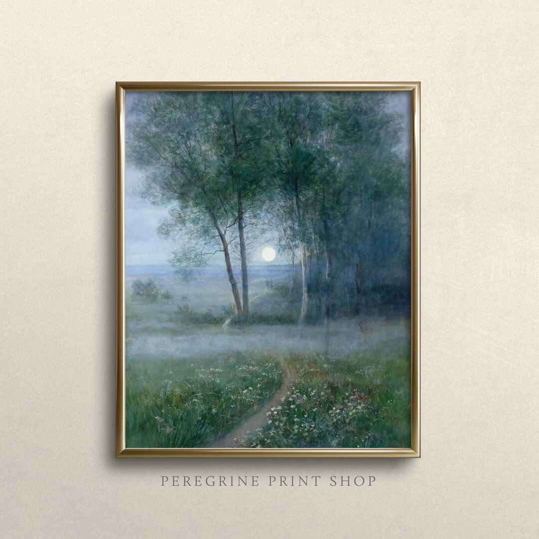 Twilight Between Birches | FINE ART PRINT | Misty Landscape Painting ...